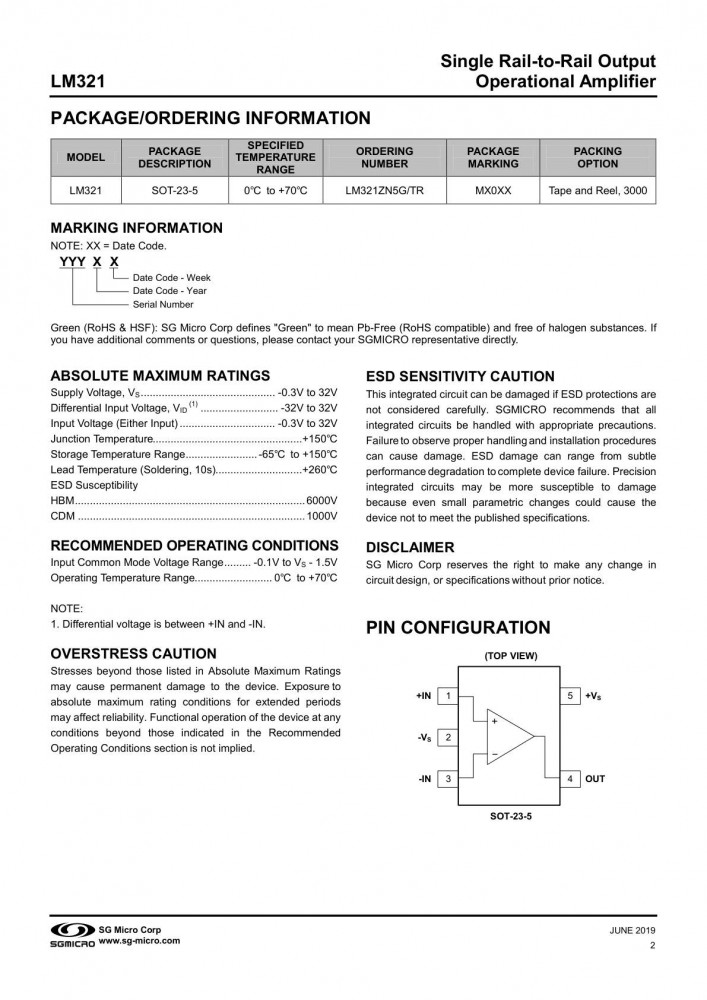 LM321 technical document page 2
