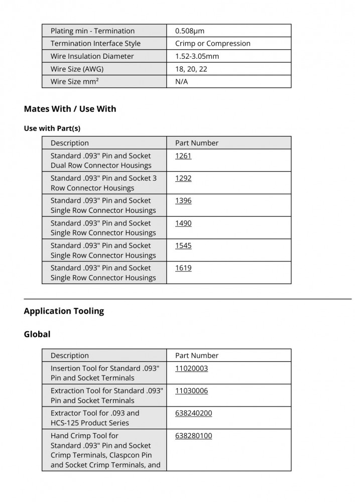 Molex .093 standard pin terminals document page 3