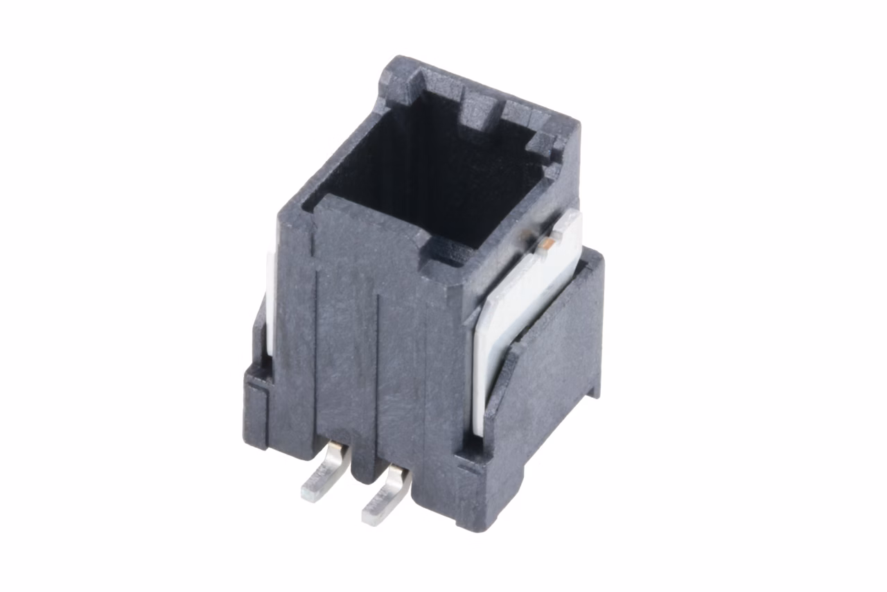 Micro-One Wire-to-Board Header, Right-Angle, 2.00mm Pitch, Single Row, Glow-Wire Capable, Surface Mount, 4 Circuits, Gold Plating, Black