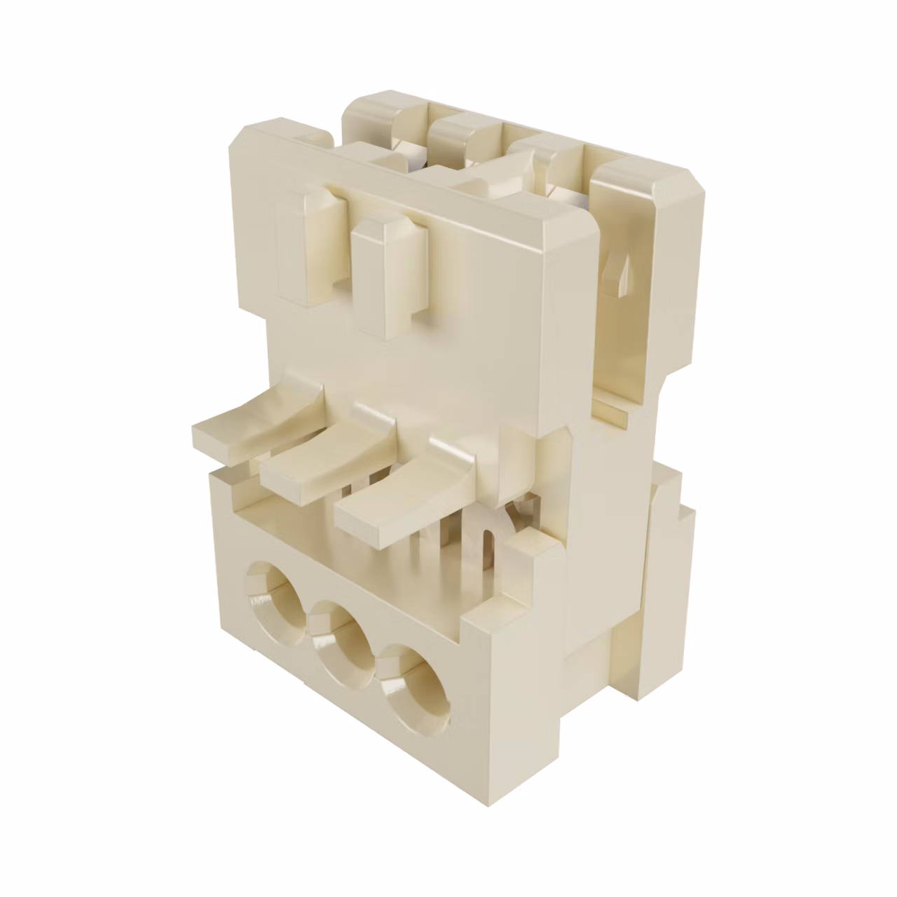 Appli-Mate RAST 2.5 Connector, 2.50mm Pitch, Female, 3 Circuits, Positions A and D Removed, Polarizing Rib Between 2/3, Locking Pips, Open Endwalls, Tin Plating for sale