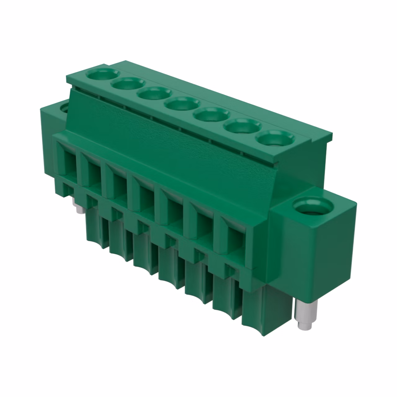 3.81mm Pitch Eurostyle Vertical Plug, with Retention Screws, Rear Wire Entry, Green Housing, Gold (Au) Plated, 7 Circuits for sale