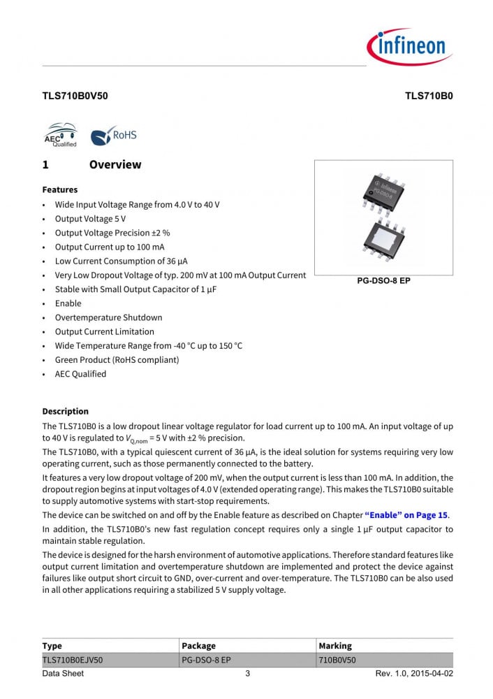 TLS710B0EJ V50 datasheet page 3