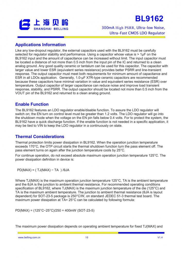 BL9162 datasheet page 10