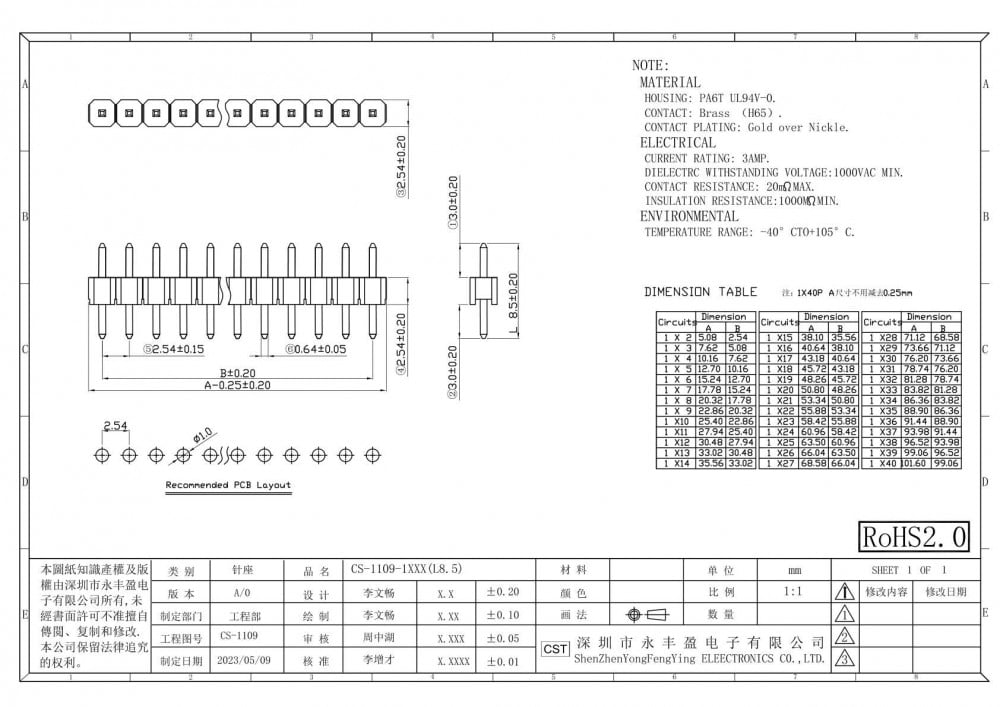 CST CS-1109 technical document page 1