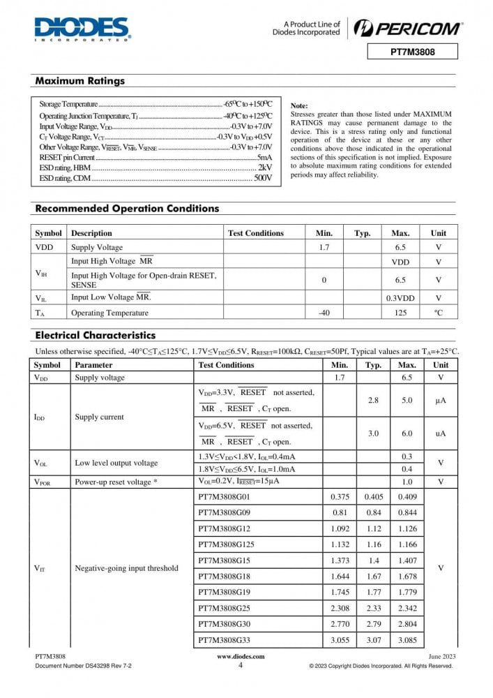 PT7M3808 datasheet page 4