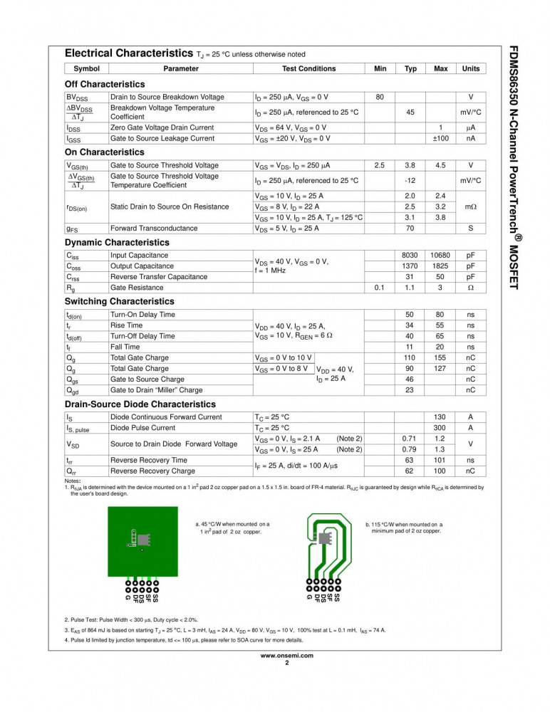 FDMS86350 datasheet page 2