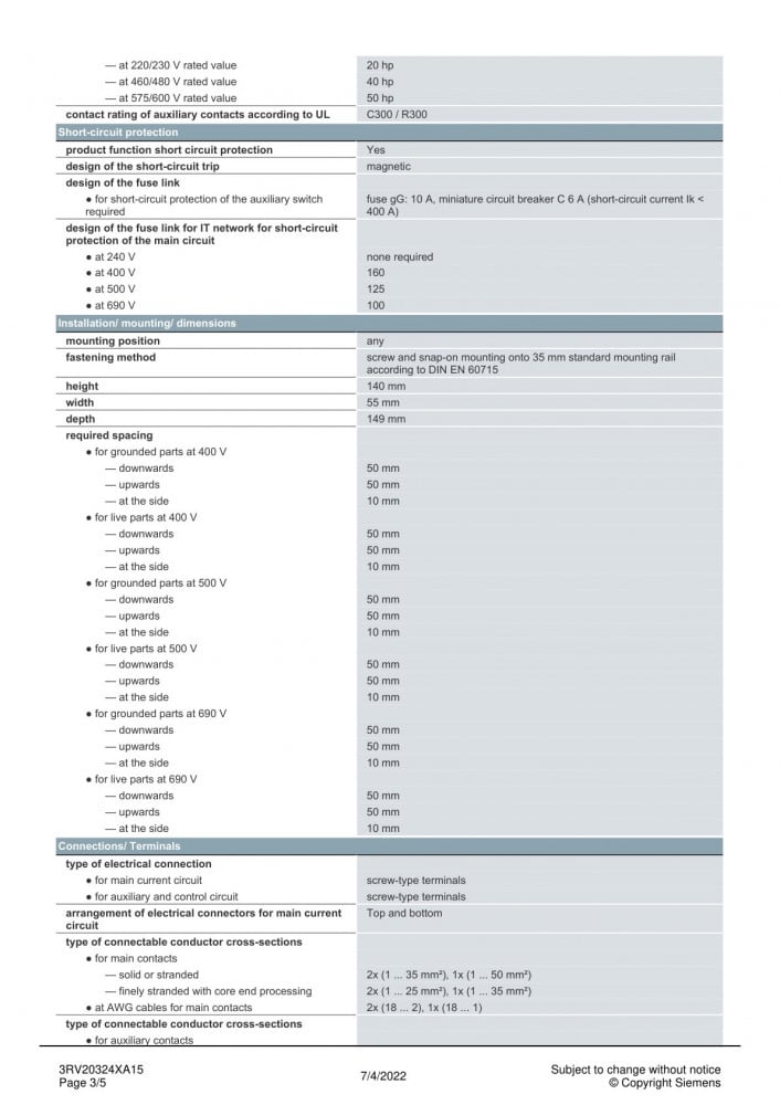 3RV20324XA15 technical document page 3