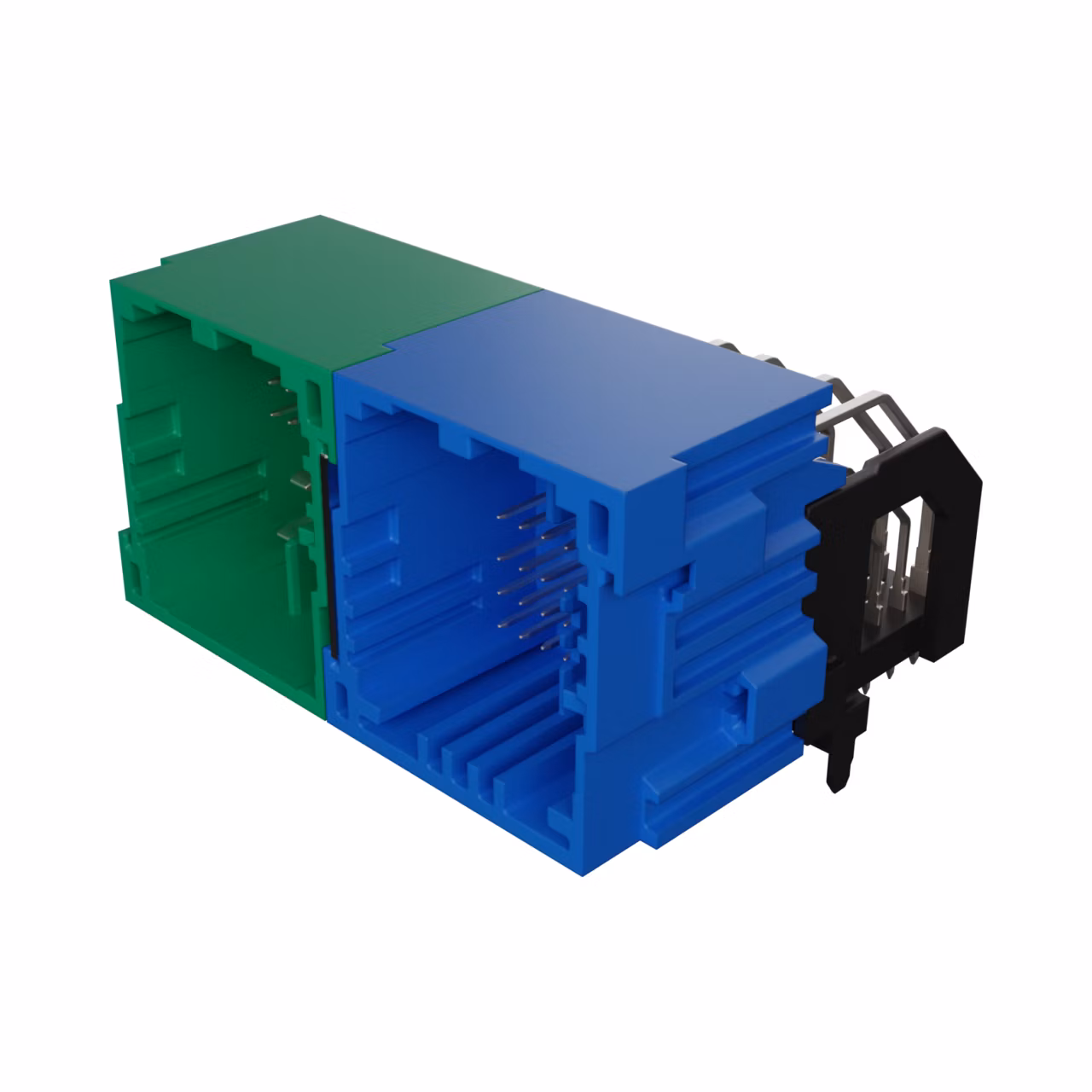 stAK50h 2 Bay Right-Angle Hybrid Header, 57 Circuits, Bay 1: 25 Circuits/Key 1/Green; Bay 2: 32 Circuits/Key 2/Blue; Tray for sale