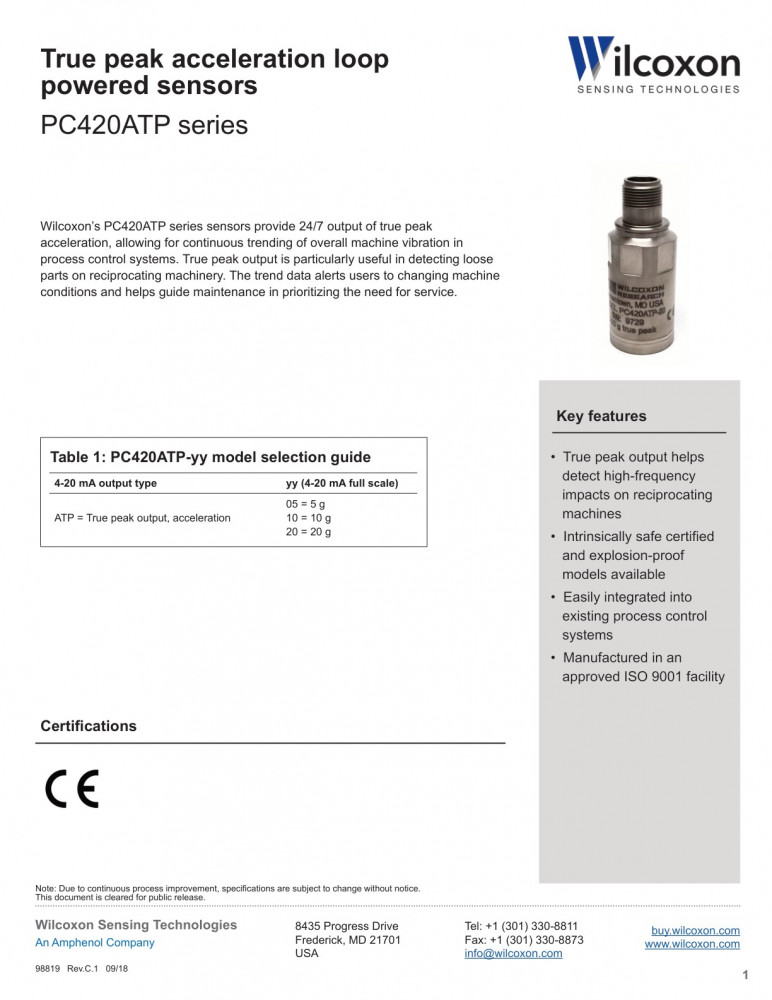 PC420ATP series technical document page 1