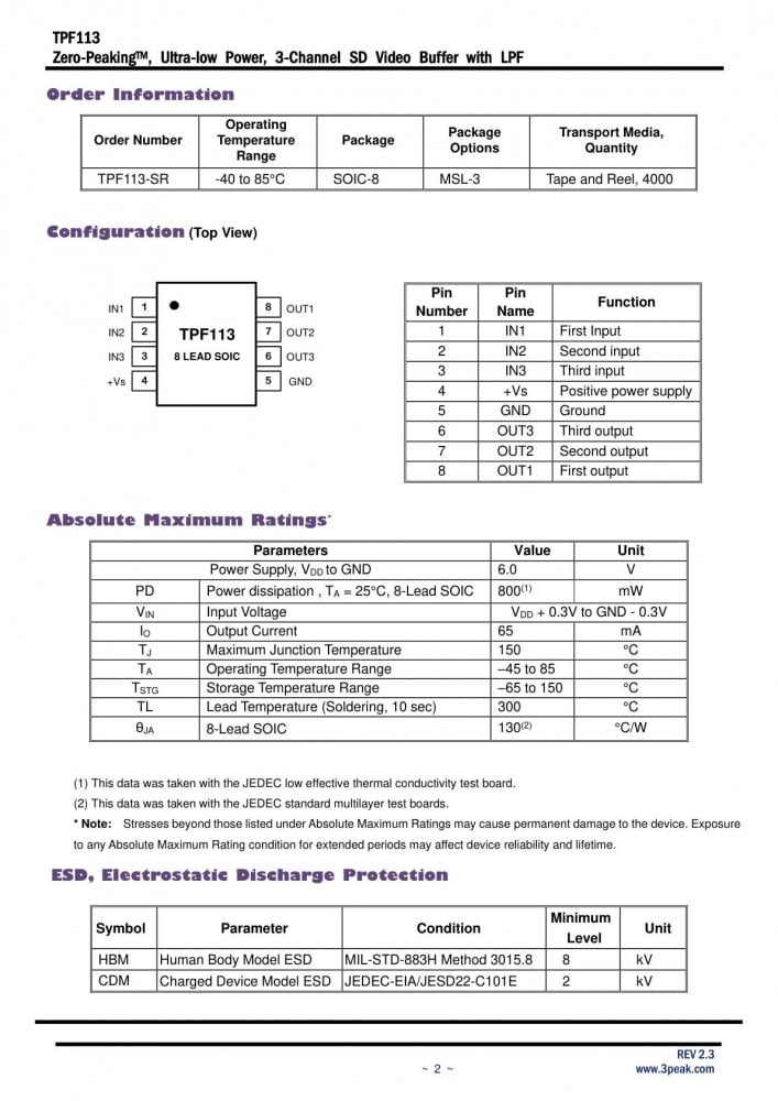 TPF113-SR datasheet page 2