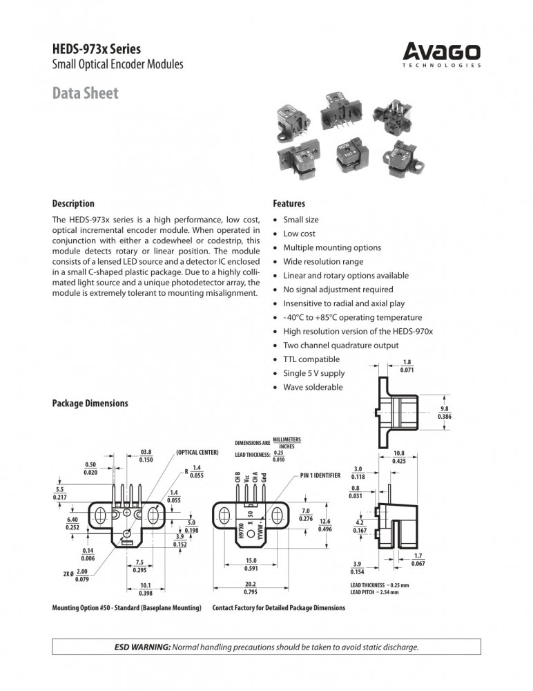 HEDS-9730#Q50 datasheet page 1