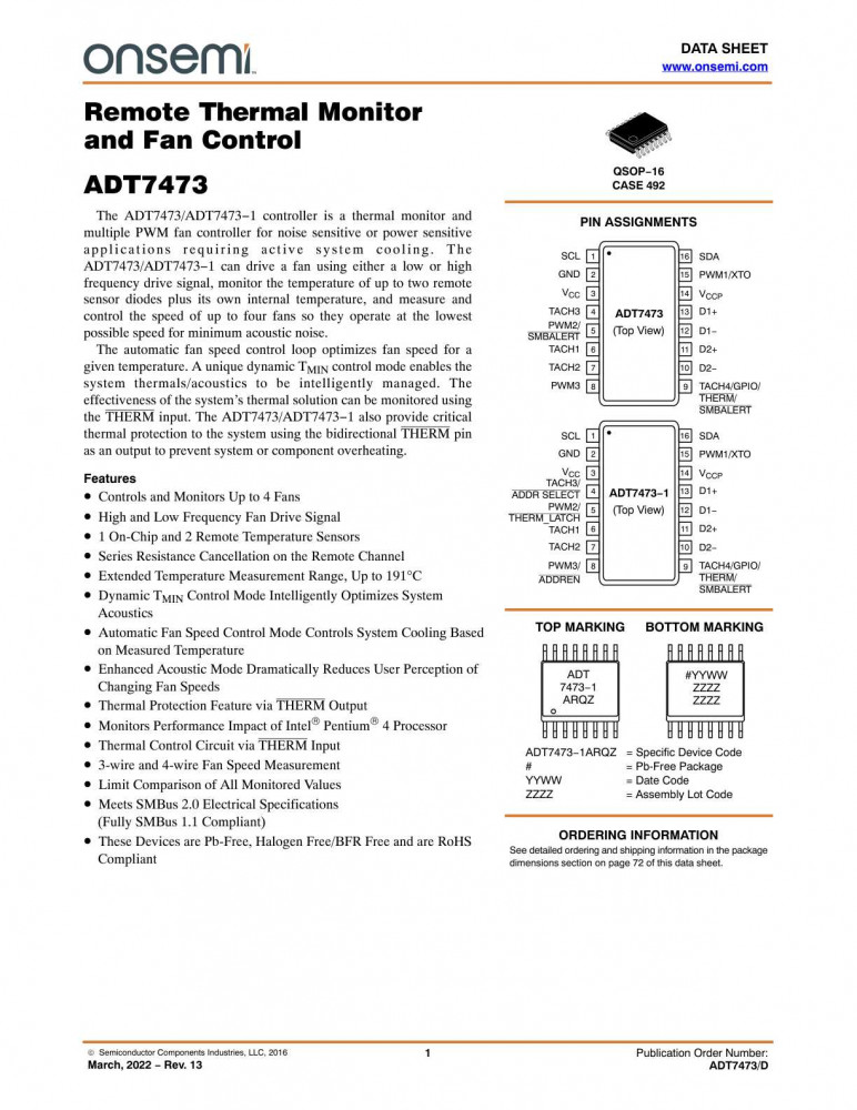 ADT7473 datasheet page 1