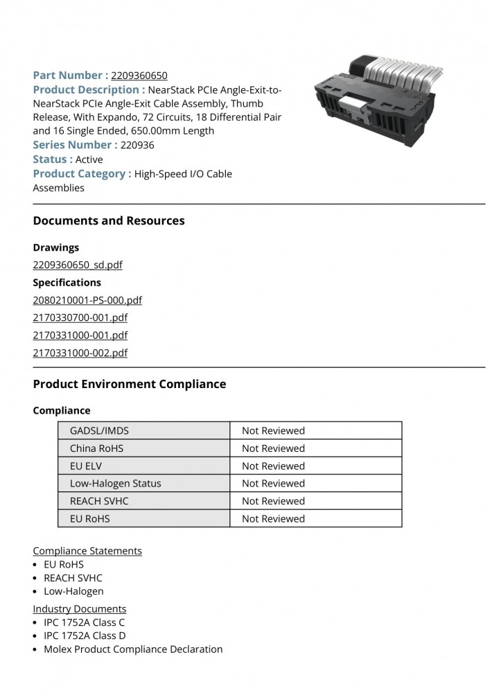 Molex 2209360650 technical document image, page 1