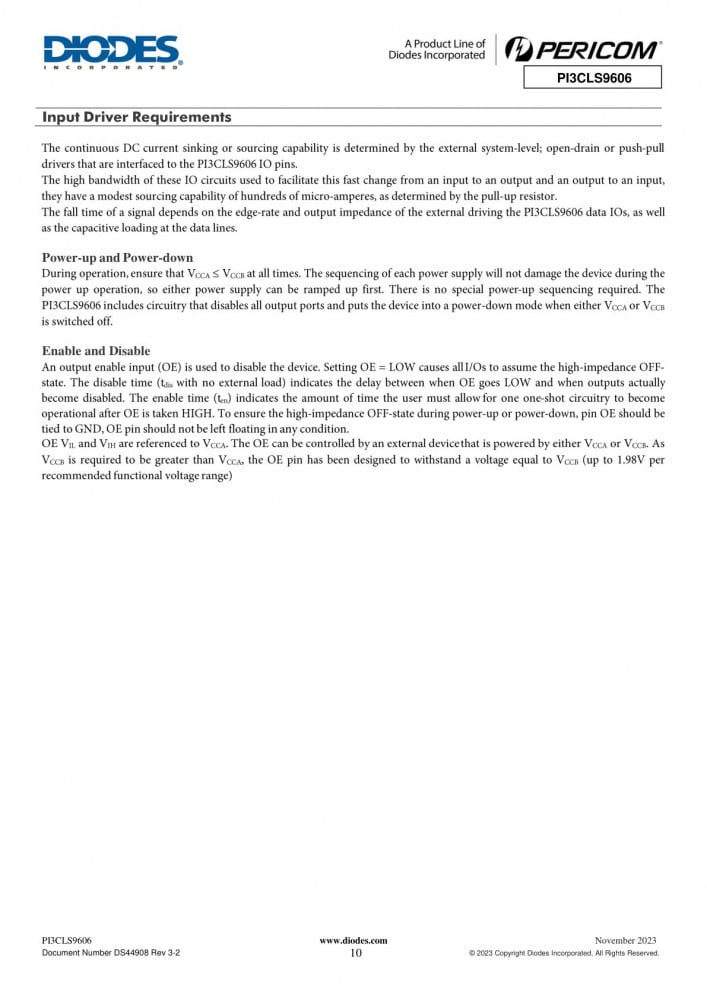 PI3CLS9606 technical document page 10