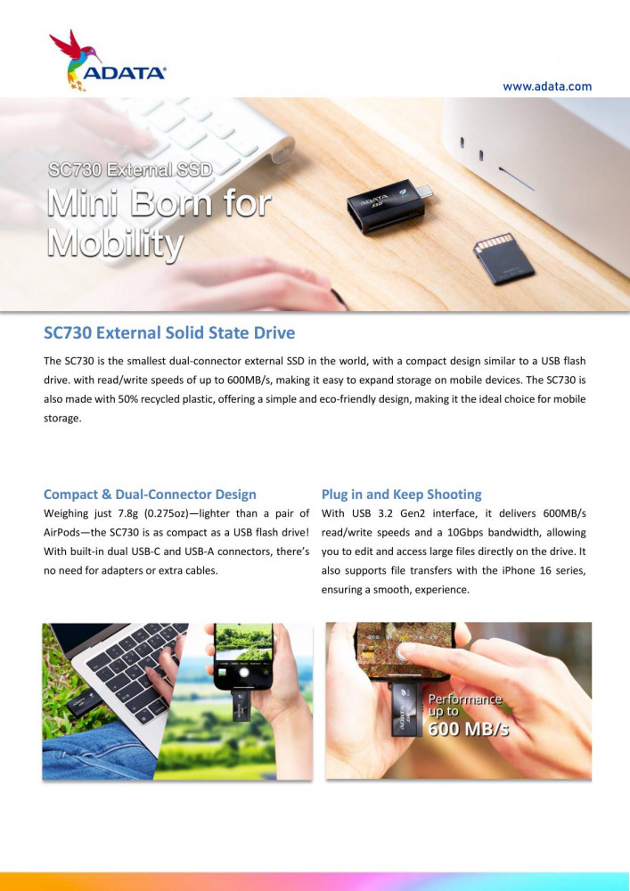 SC730 product document, page 1