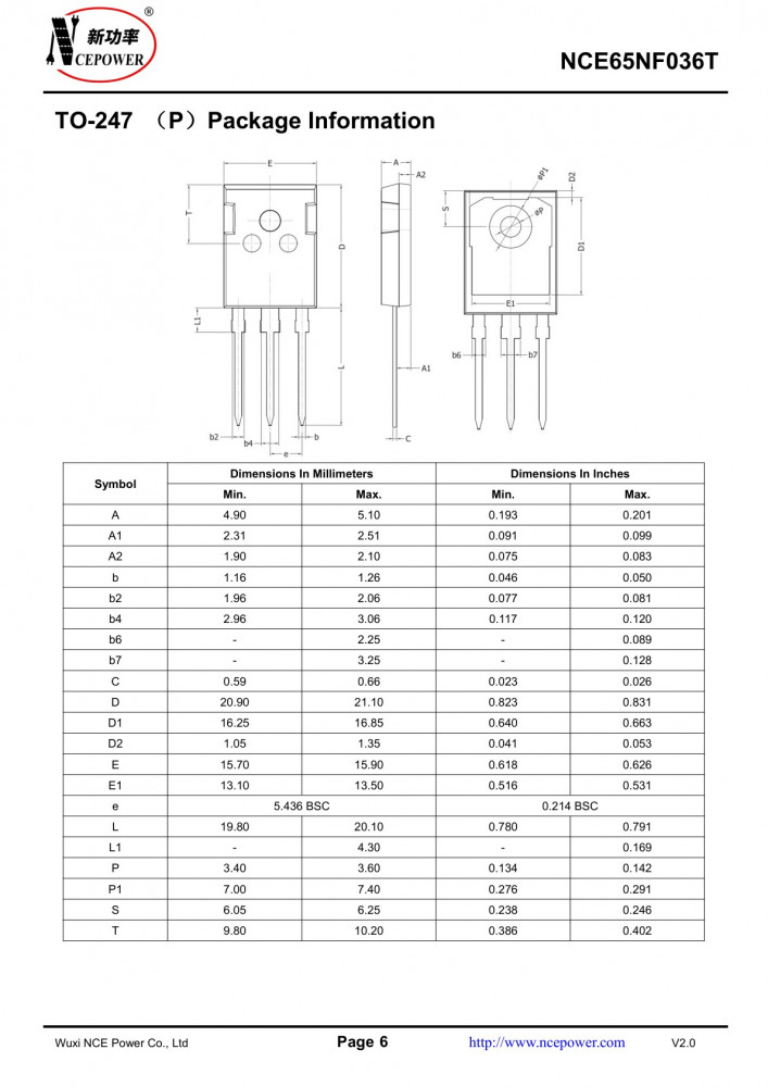 NCE65NF036T datasheet page 6