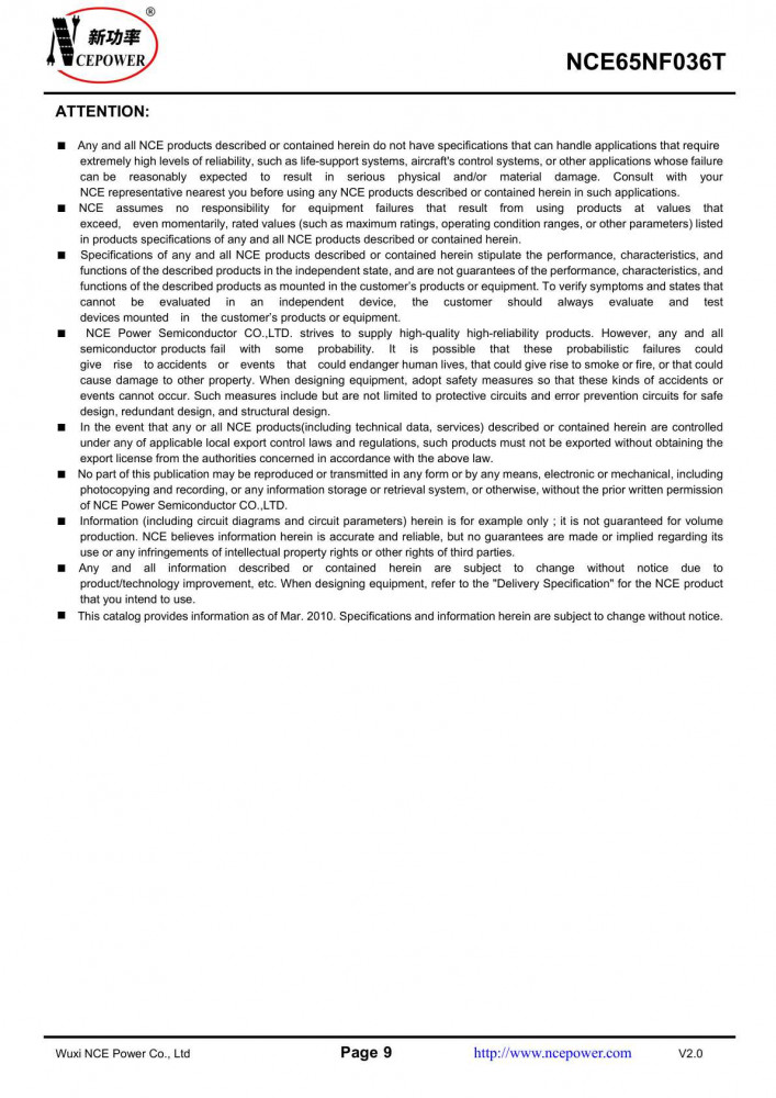NCE65NF036T datasheet page 9