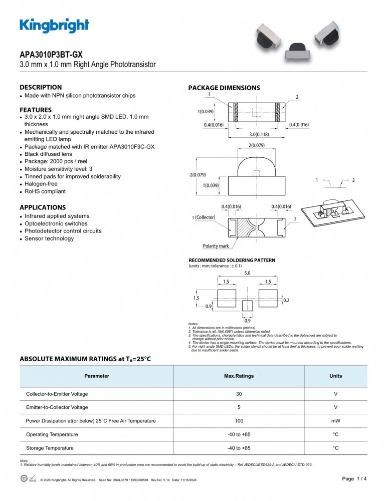 APA3010P3BT-GX datasheet page 1