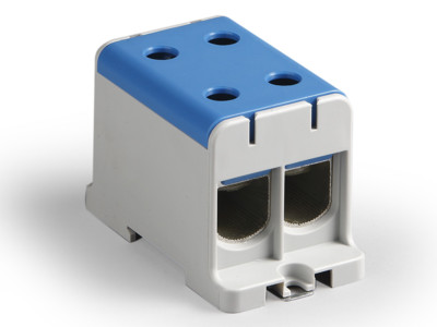 High Current Universal Clamp Tapping Terminal Block, 35.00mm DIN-rail or  Screw Mount, 285.0A / 600V, Grey Housing and Cover, 1 Circuit, 4 Terminations for sale