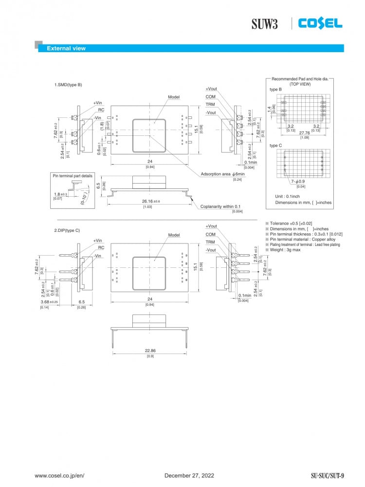 Cosel datasheet page 9