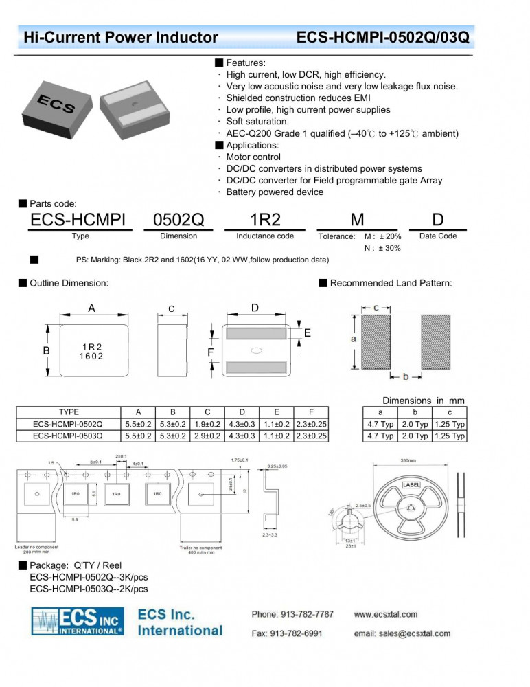 ECS-HCMPI datasheet page 1