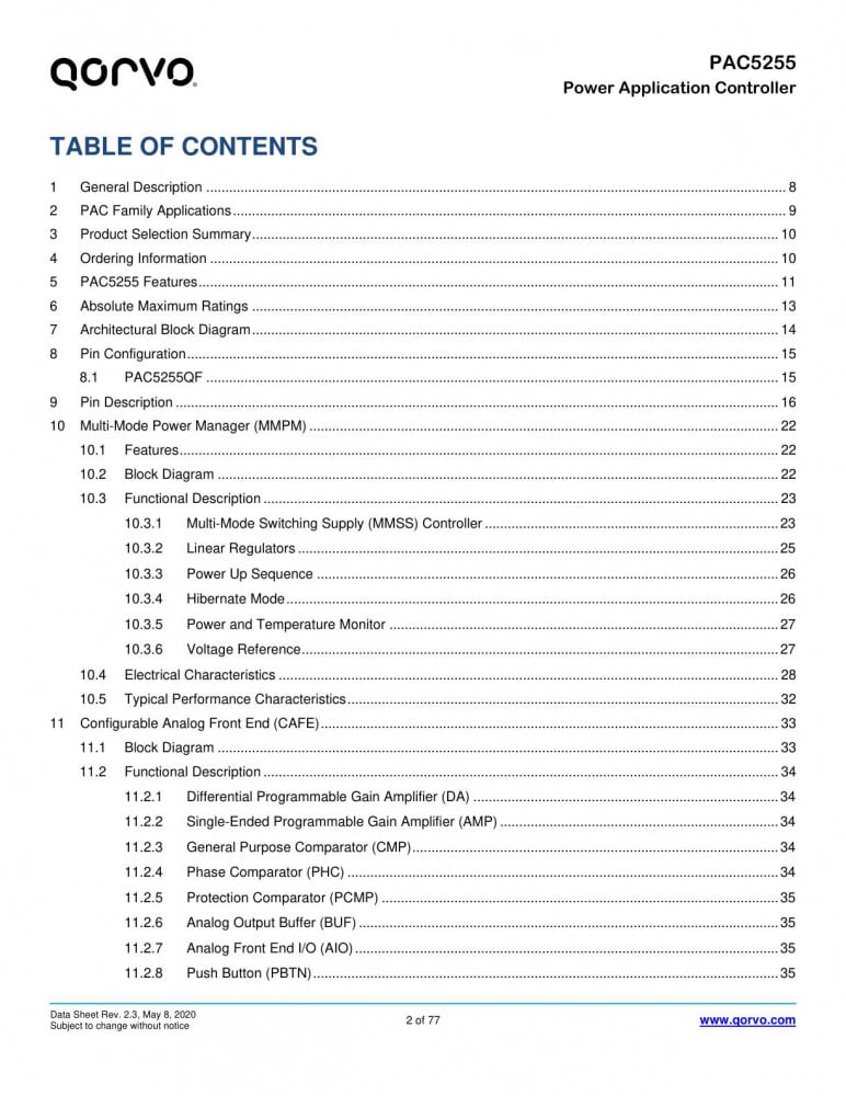 PAC5255QF datasheet page 2