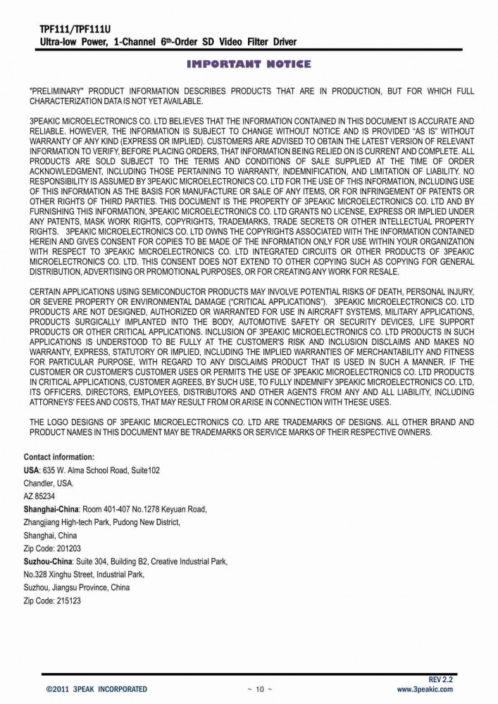 TPF111U-CR datasheet page 10
