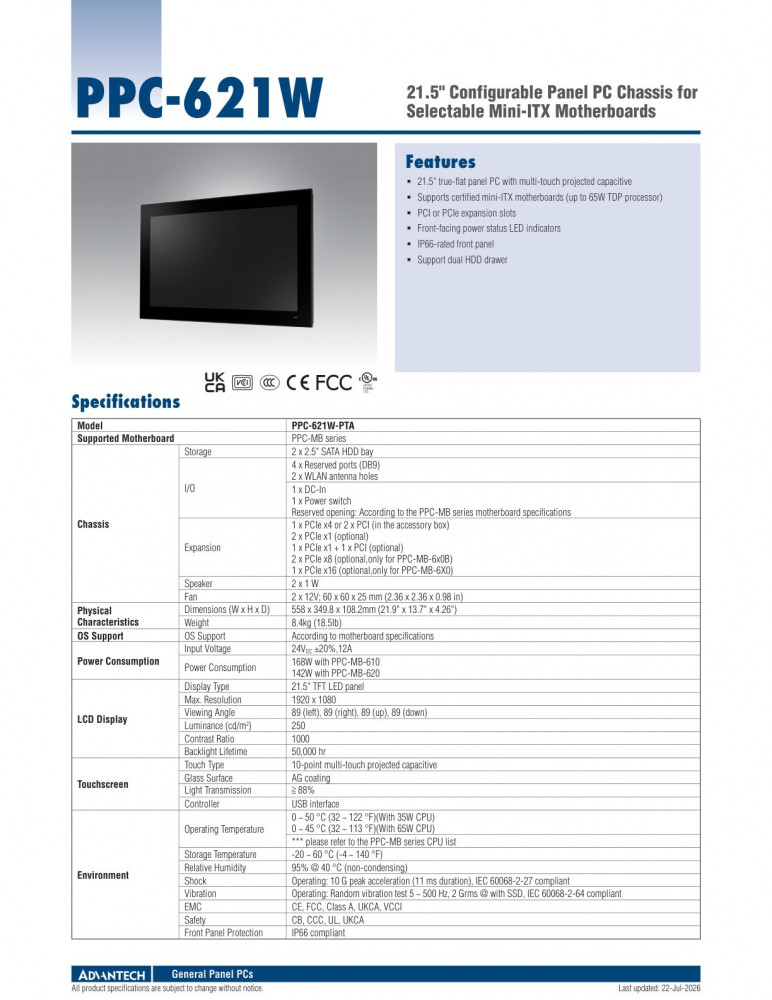 PPC-621W product documentation page 1