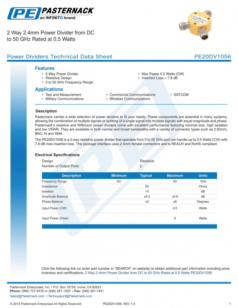 PE20DV1056 technical datasheet page 1