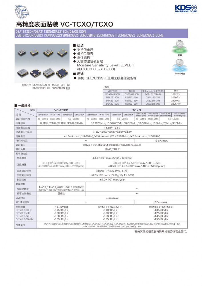 KDS TCXO technical document page 1