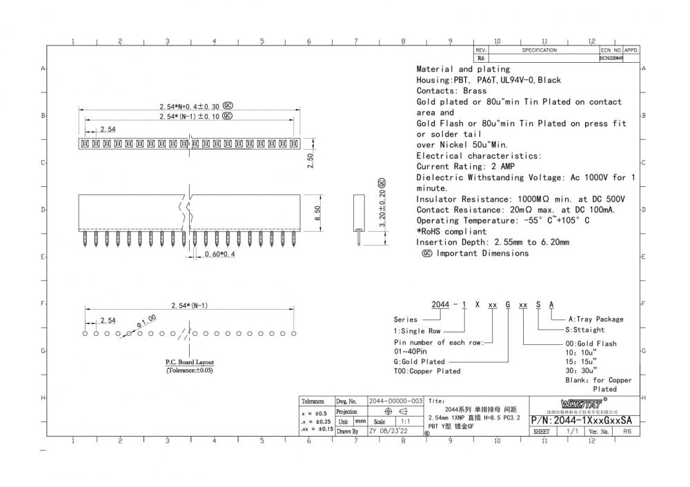 WingTAT 2044-1X25G00SA technical document preview