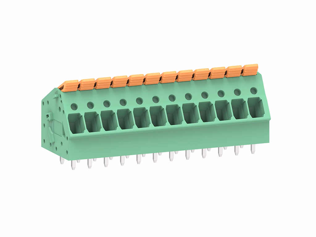 5.00mm Pitch Lever Activated Fixed Mount PCB Terminal Block, 35° Wire Entry, 12 Circuits for sale