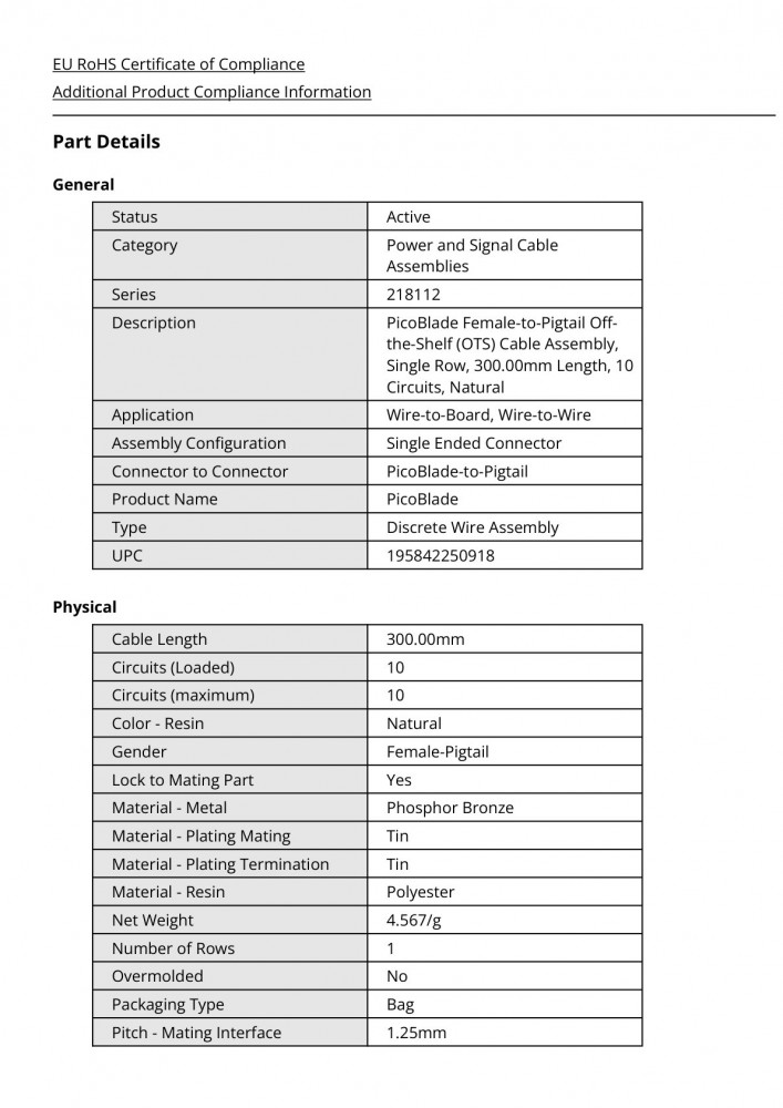 MOLEX 2181121003 product drawing, page 2