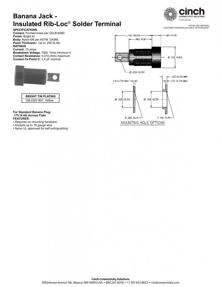 Bel Fuse 108-2307-801 technical document preview