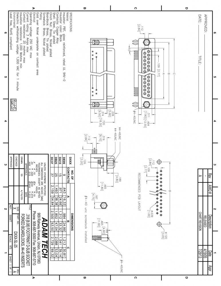ADAM TECH DA15-SL-25 technical document page