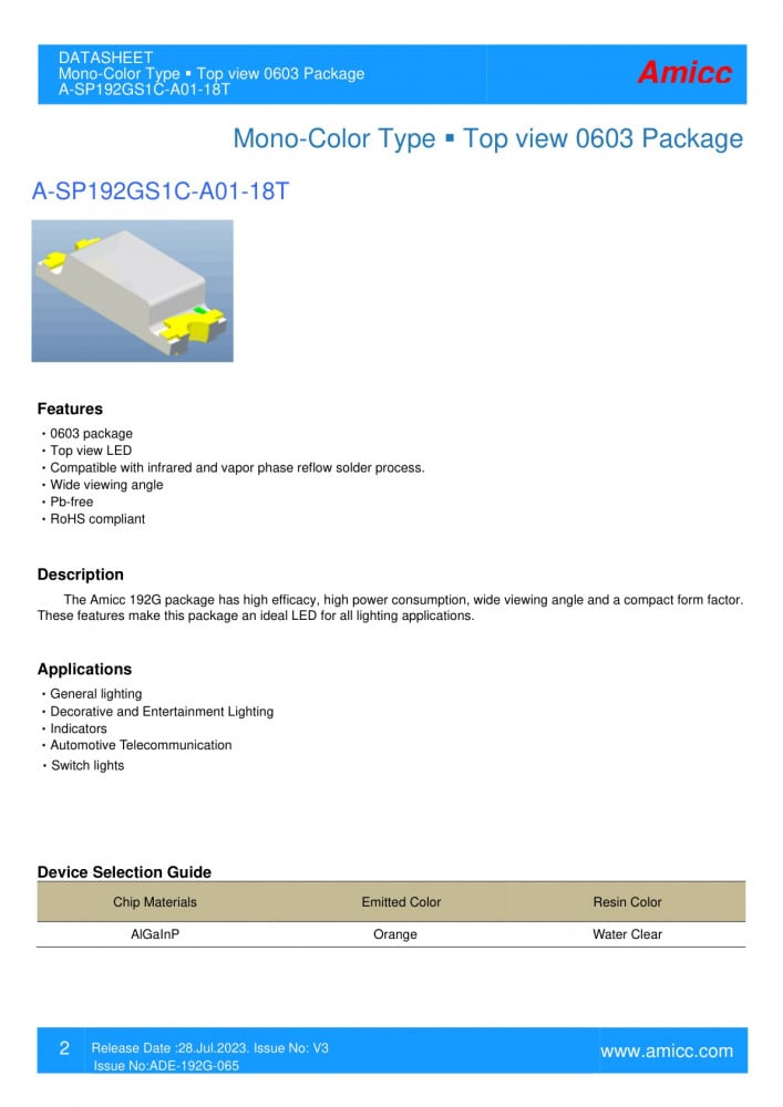 A-SP192GS1C-A01-18T datasheet page 2
