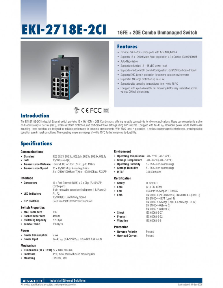 EKI-2718E-2CI product documentation image, page 1