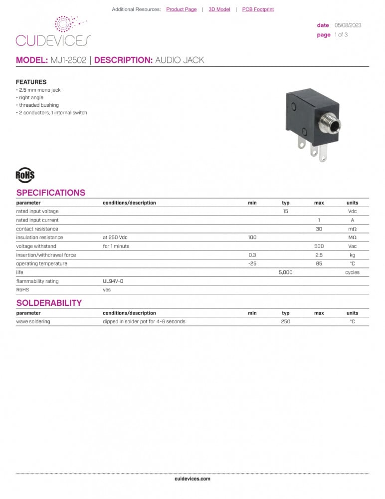 MJ1-2502 technical document page 1