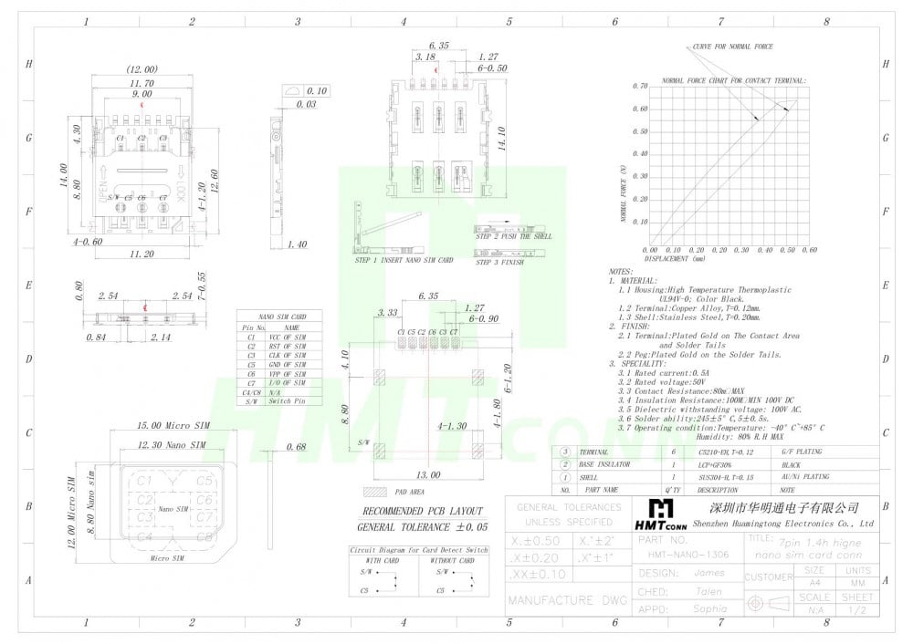 HMT-NANO-1306 technical drawing page 1