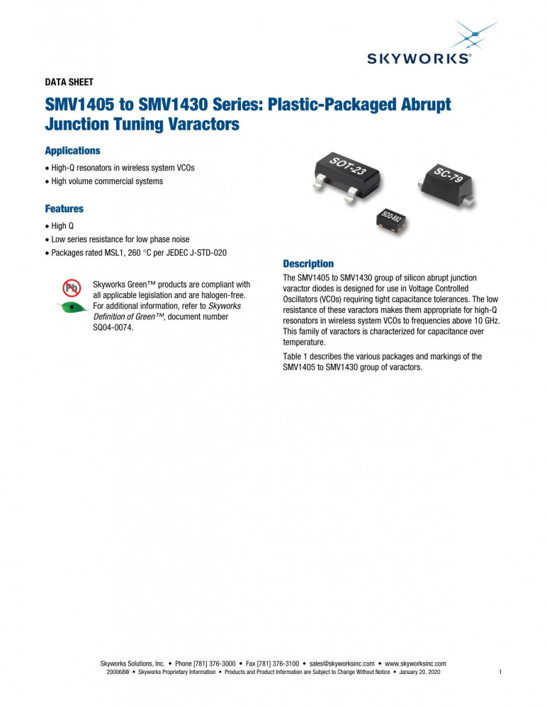 SMV1408-040LF datasheet page 1
