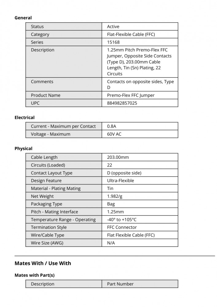 MOLEX 15168 product specification page 2