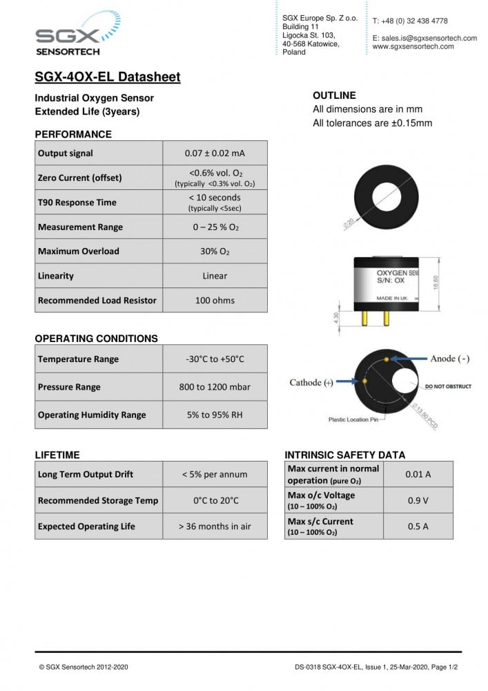 SGX-4OX-EL datasheet page 1