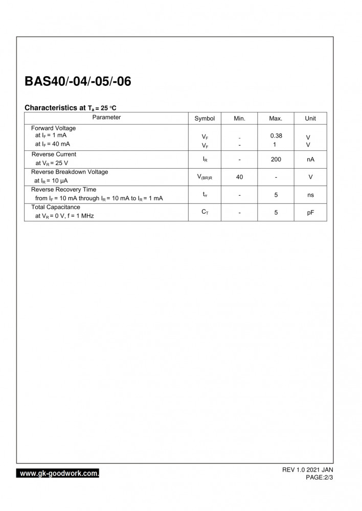 BAS40-05 technical document page 2