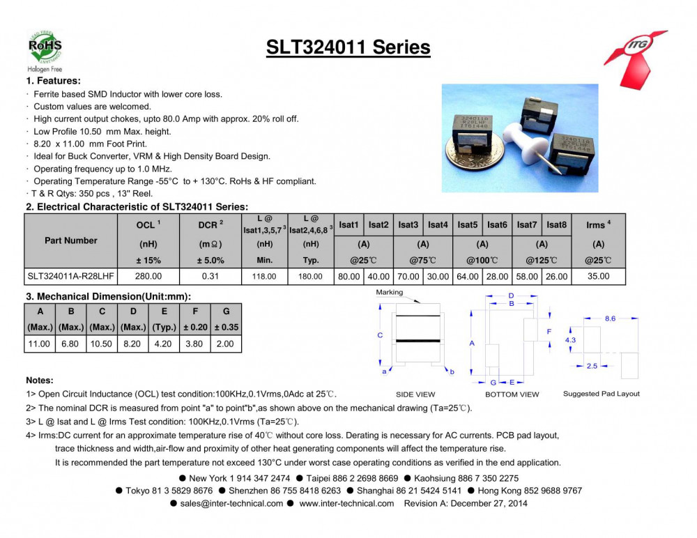 SLT324011 technical datasheet page 1