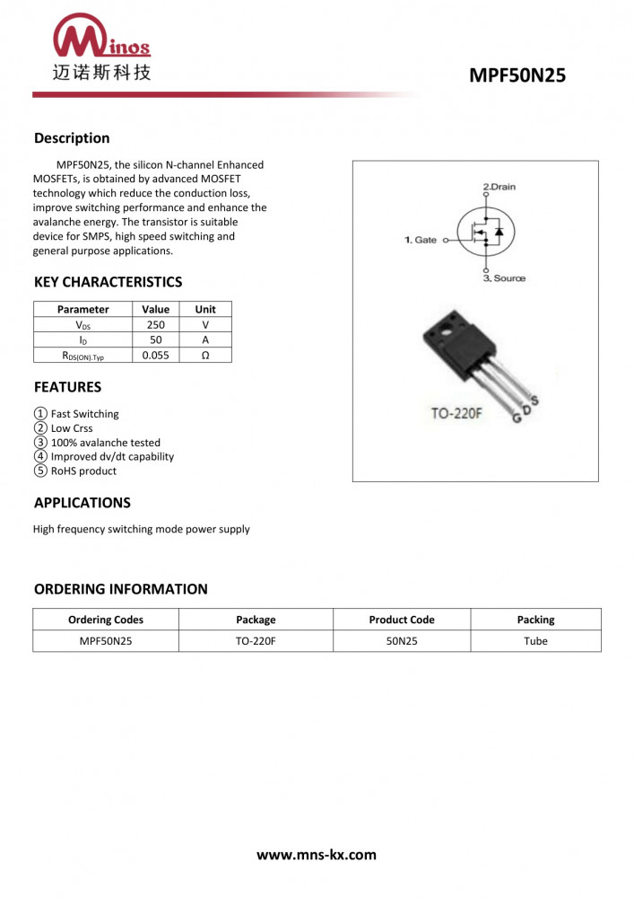 MPF50N25 datasheet page 1