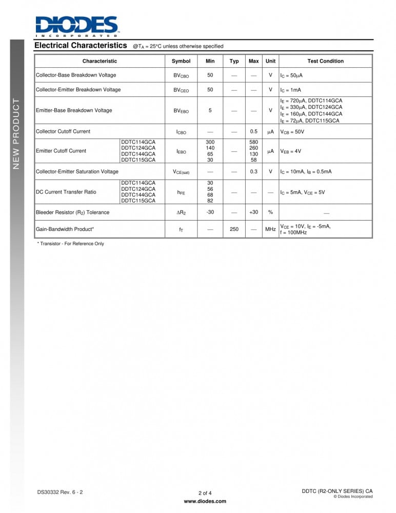 DDTC144GCA-7-F datasheet page 2
