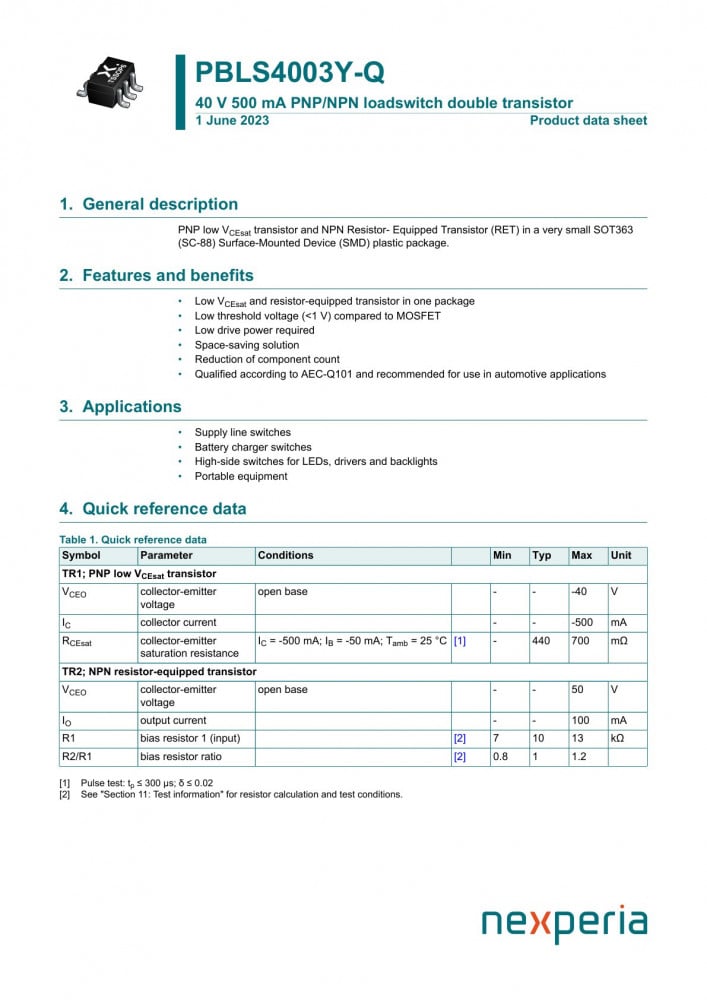 PBLS4003Y-QX datasheet page 1