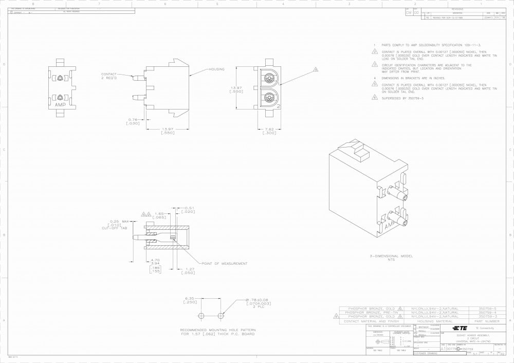 TE Connectivity 350759-4 technical drawing