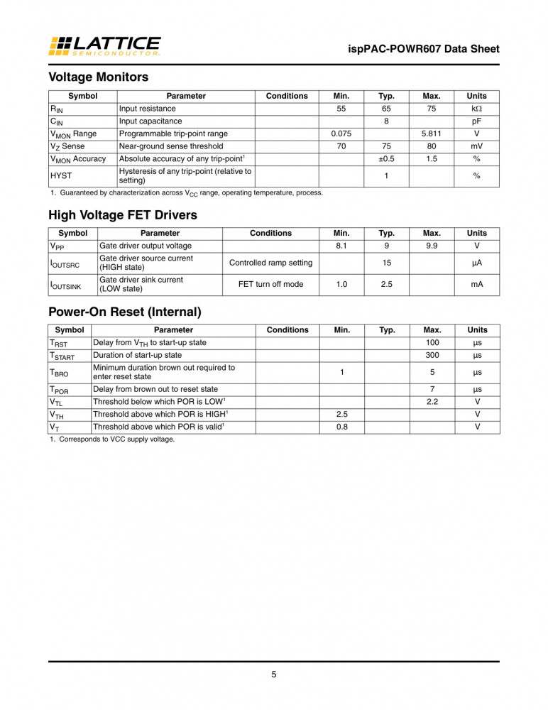 Lattice ISPPAC-POWR607 datasheet page 5
