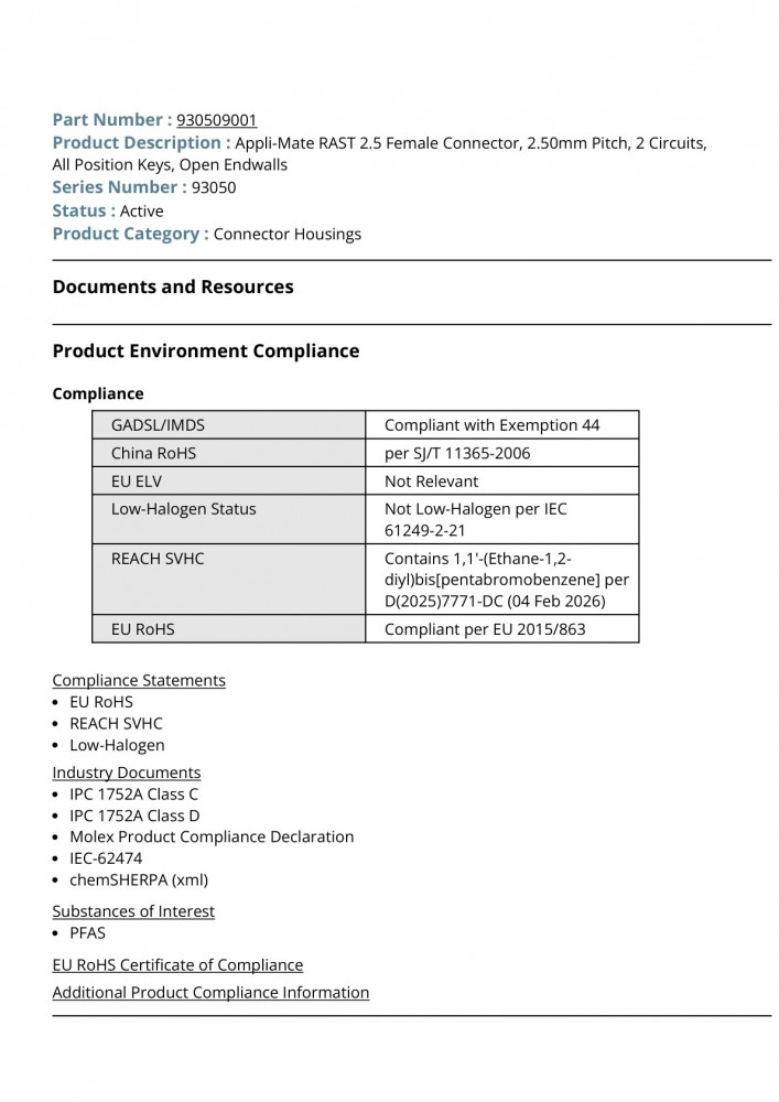 930509001 technical document page 1